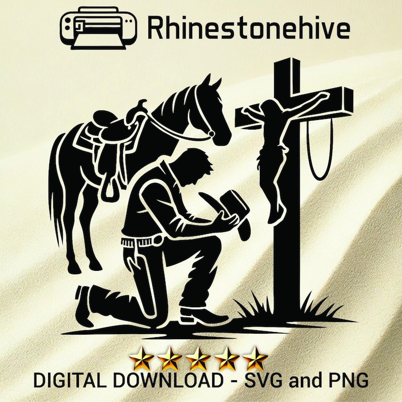 Cowboy Kneeling at Cross – Western Christian SVG PNG (digital) - Etsy