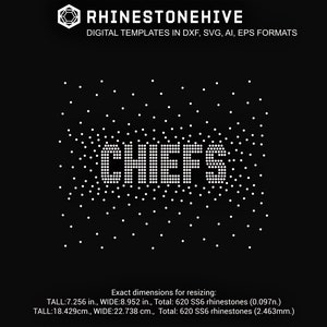 Chiefs 3sizes Ss6, Ss8, Ss10 Rhinestone Templates, Cheerleader, Fan ...