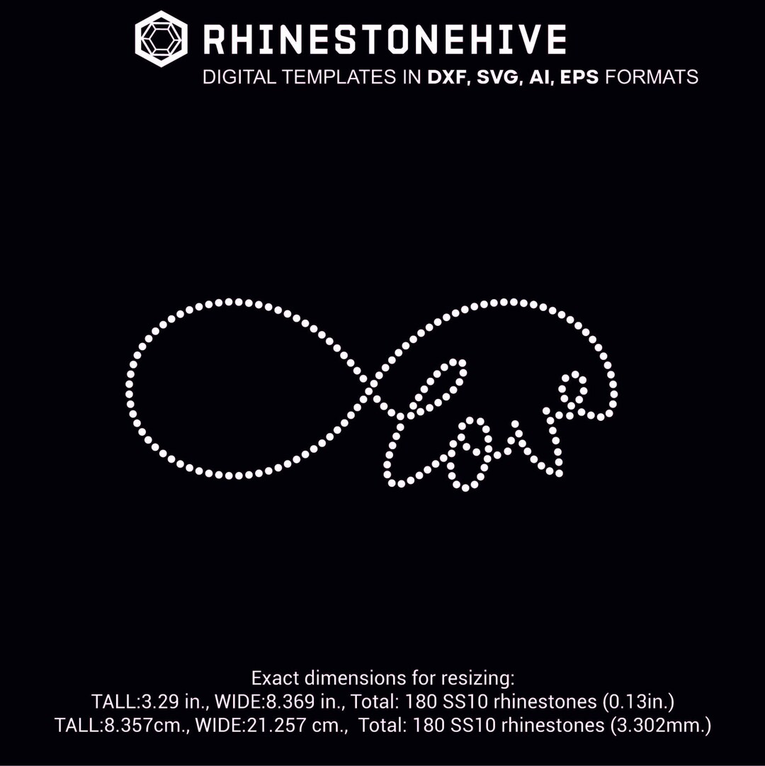 Infinite Love, Love Heart Infinity Rhinestone Template Digital Download ...