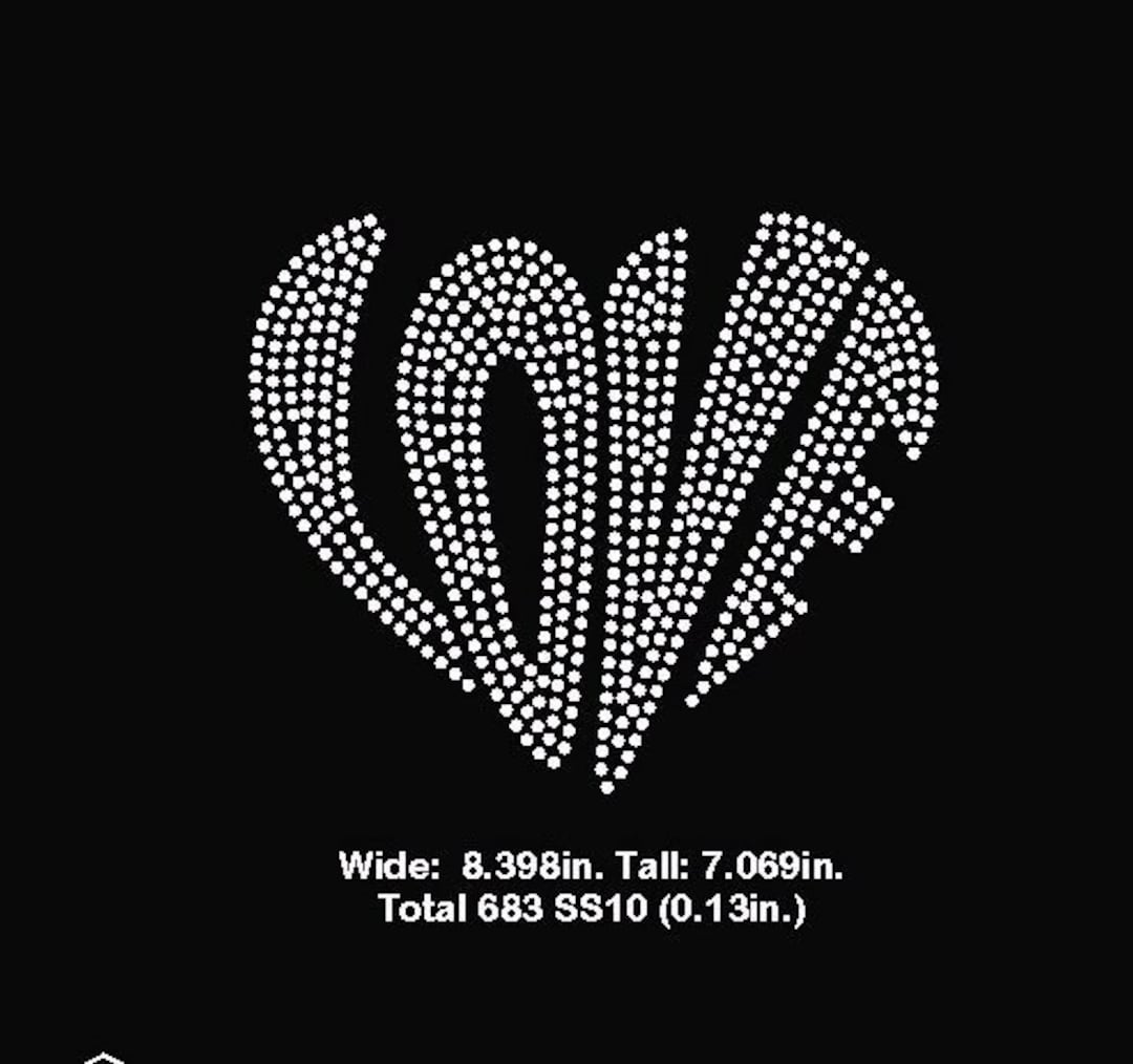 Love Heart Shape Rhinestone Template Digital Download, Svg, Eps, Png ...