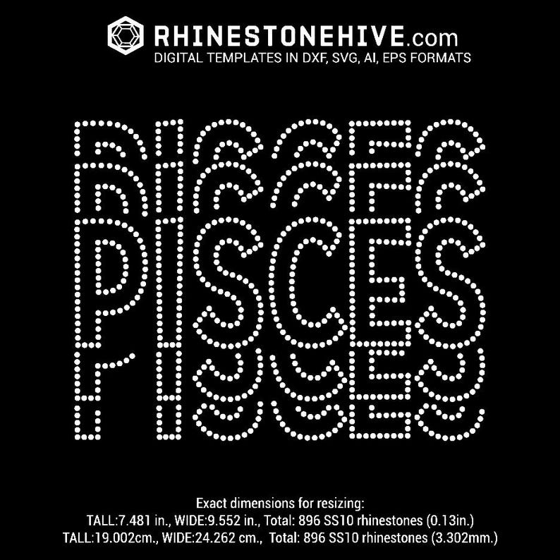 Pisces Zodiac Rhinestone Template, Astrology Bling (digital Download ...