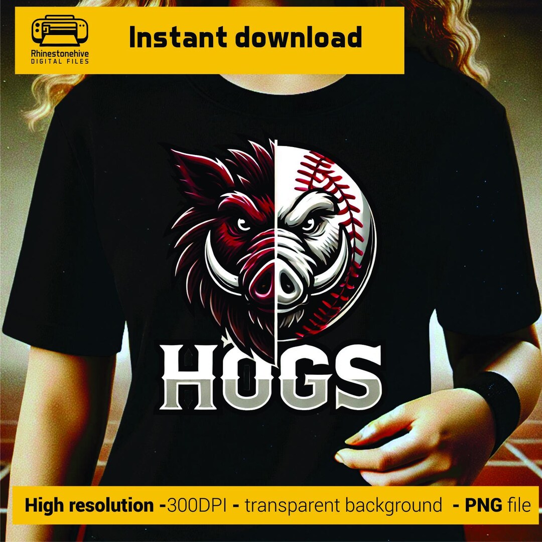 Hogs Baseball Mascot PNG – Wild Boar & Baseball Split Face Design | DTF ...