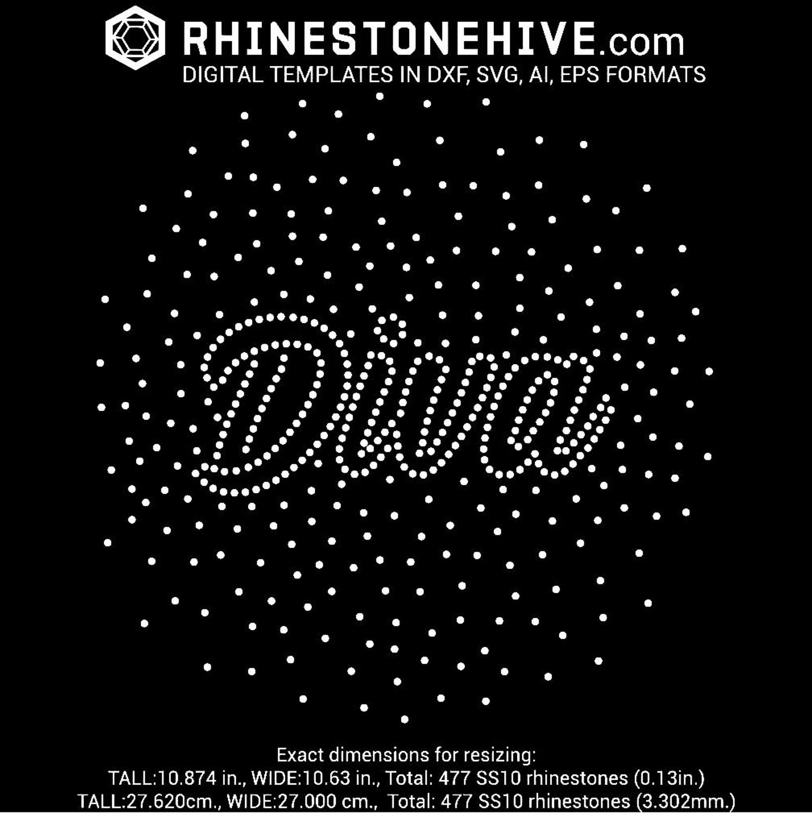 Diva Rhinestone Template | SS10 Sparkle Design (digital File) - Etsy