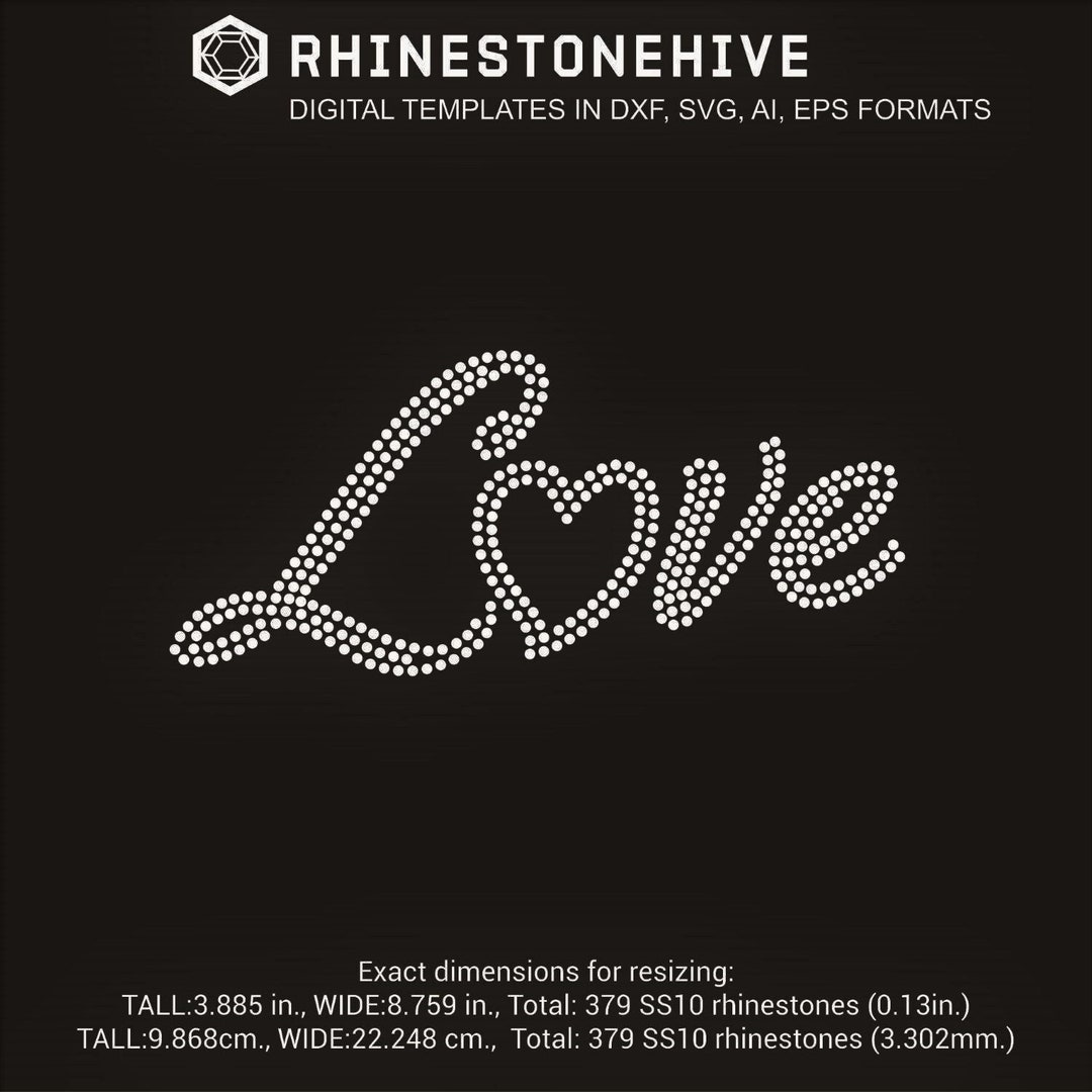 Love Rhinestone Template Digital Download, Svg, Eps, Ai, Png, Dxf - Etsy