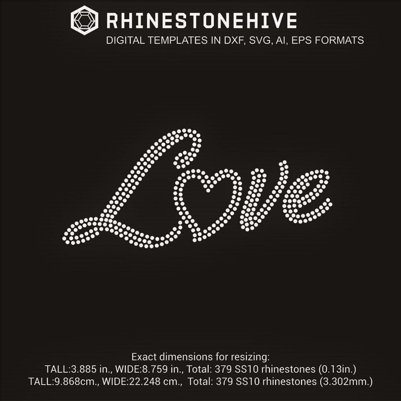 Love Rhinestone Template Digital Download Svg Eps Ai Png - Etsy