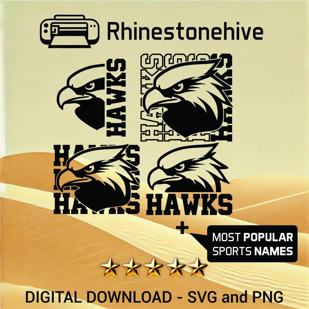Hawks Mascot SVG Bundle: Fierce Hawk Head Logo (digital Download) - Etsy