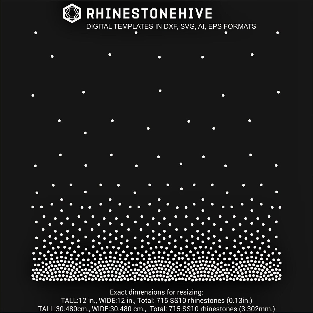 12in. Scattered Pattern 5 Rhinestone Template, Rhinestone Digital ...