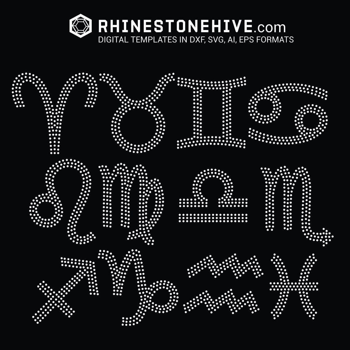 Astrology, Zodiac Signs Rhinestone Template Digital Download, Svg, Eps ...