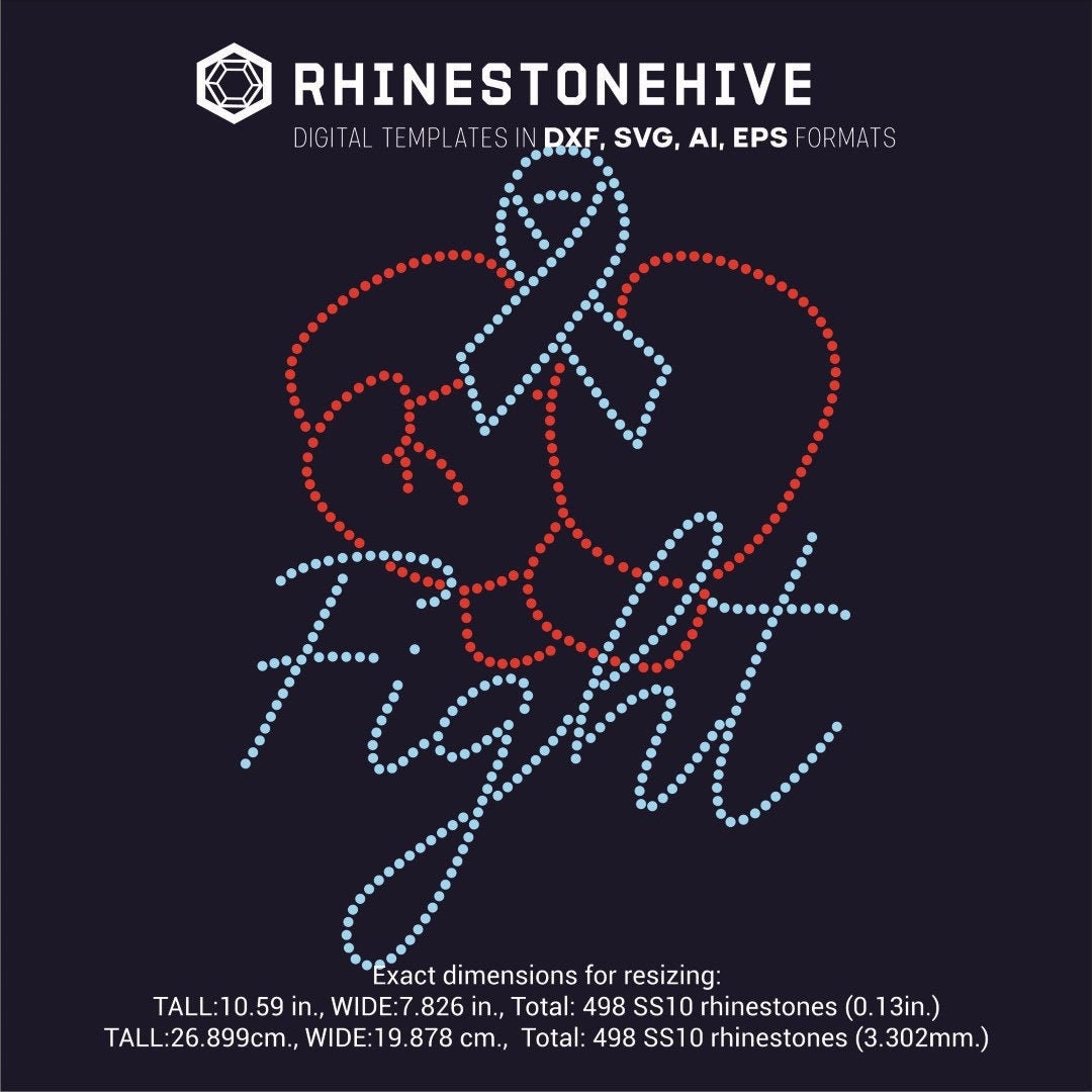 Boxing Gloves Fight Cancer Awareness Ribbon Rhinestone Template Digital ...