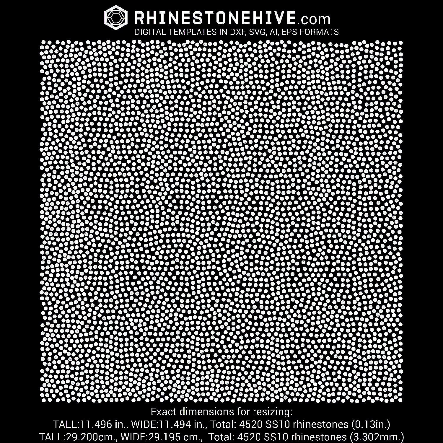Dense Random Rhinesones Pattern Rhinestone Template 11.5x11.5 In ...