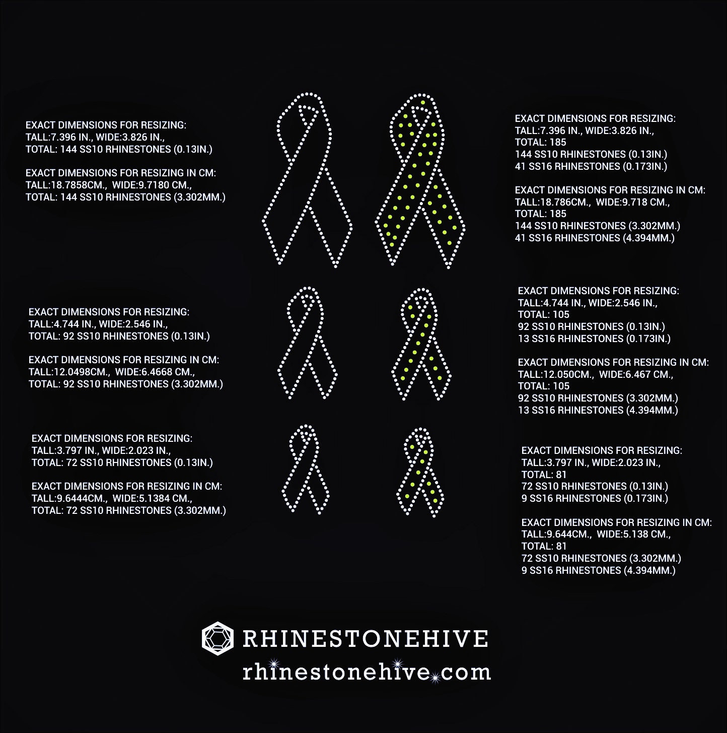 Cancer Awareness Ribbon SS10 SS16 Size Rhinestone Template - Etsy