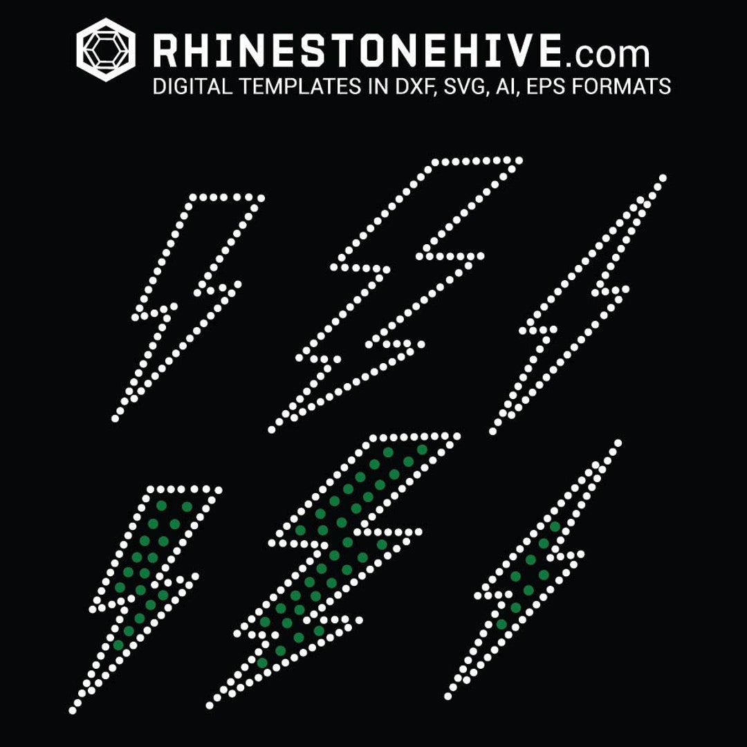 Lighting Bolt SS10, SS16 Size Rhinestone Template Digital Download, Svg ...