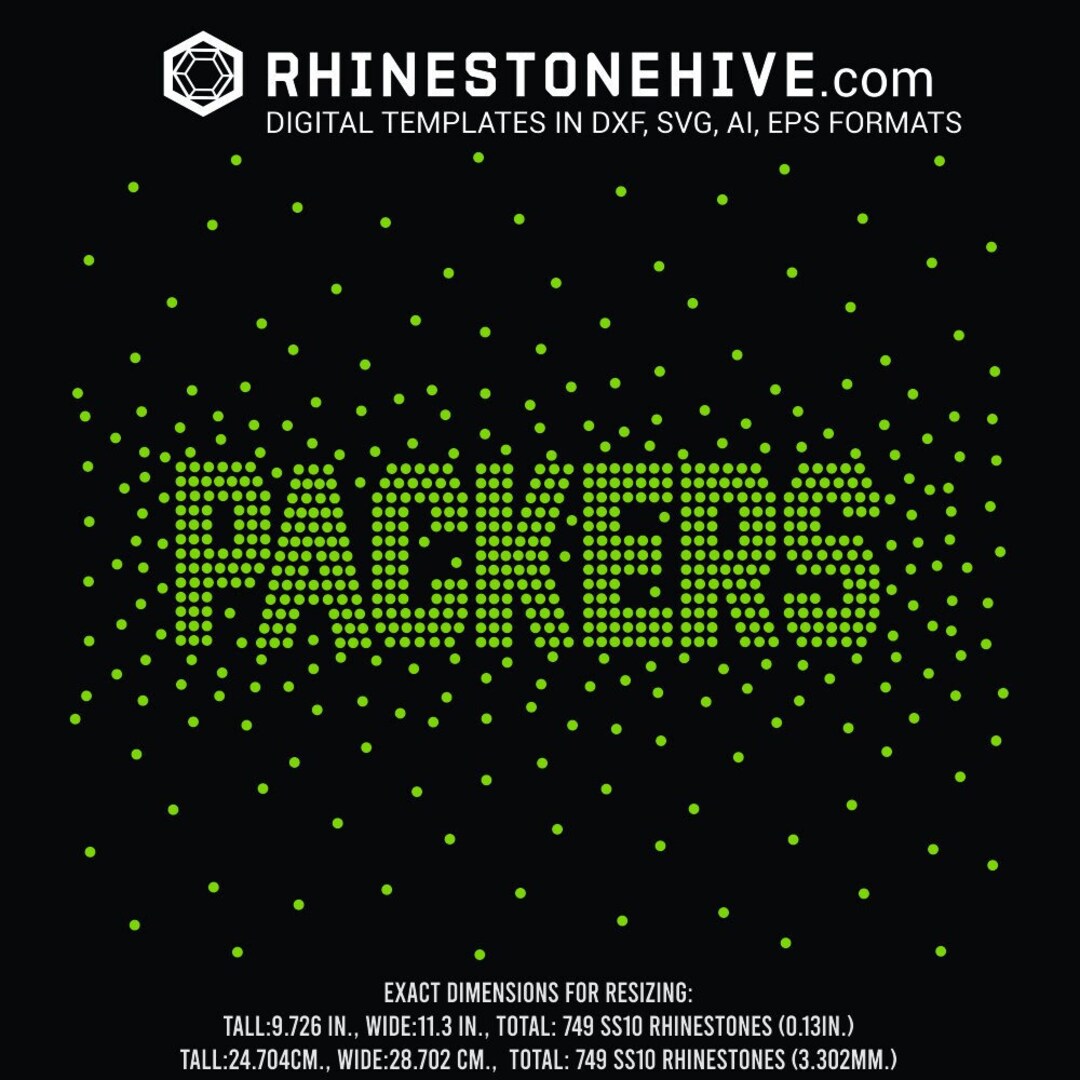 Packers 3 Sizes Ss6, Ss8, Ss10 Rhinestone Templates, Cheerleader, Fan ...
