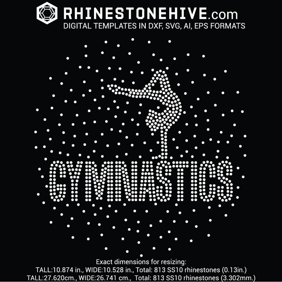 Gymnastics Scattered Rhinestone Template Digital Download | Etsy