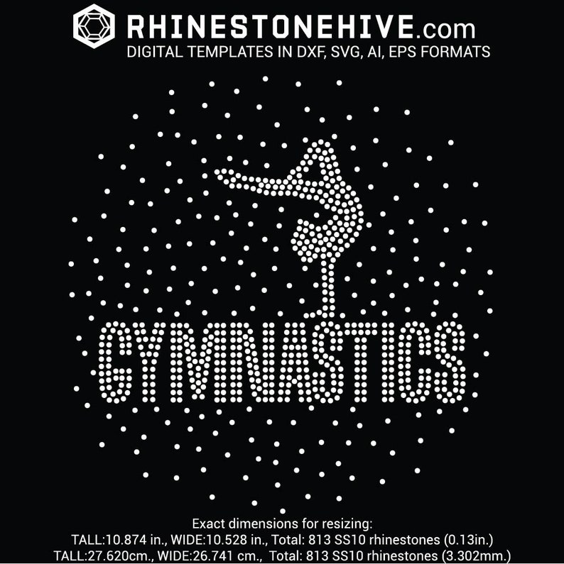 Gymnastics Scattered Rhinestone Template Digital Download | Etsy