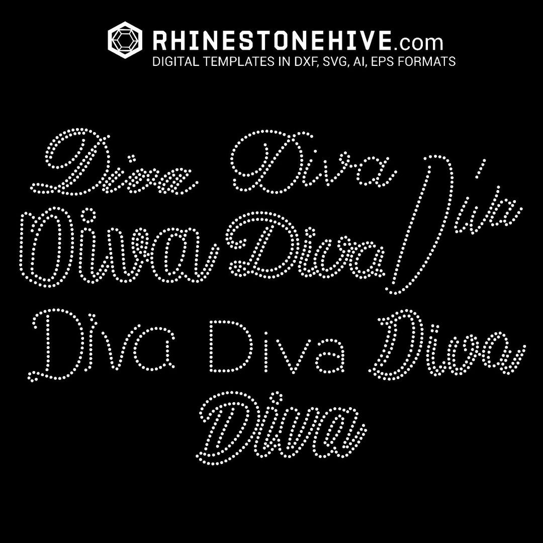 Diva 9 Designs! Rhinestone Templates Digital Download, Svg, Eps, Png ...