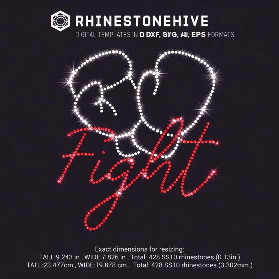 Boxing Gloves Fight Rhinestone Template Digital Download, Svg, Eps, Png ...