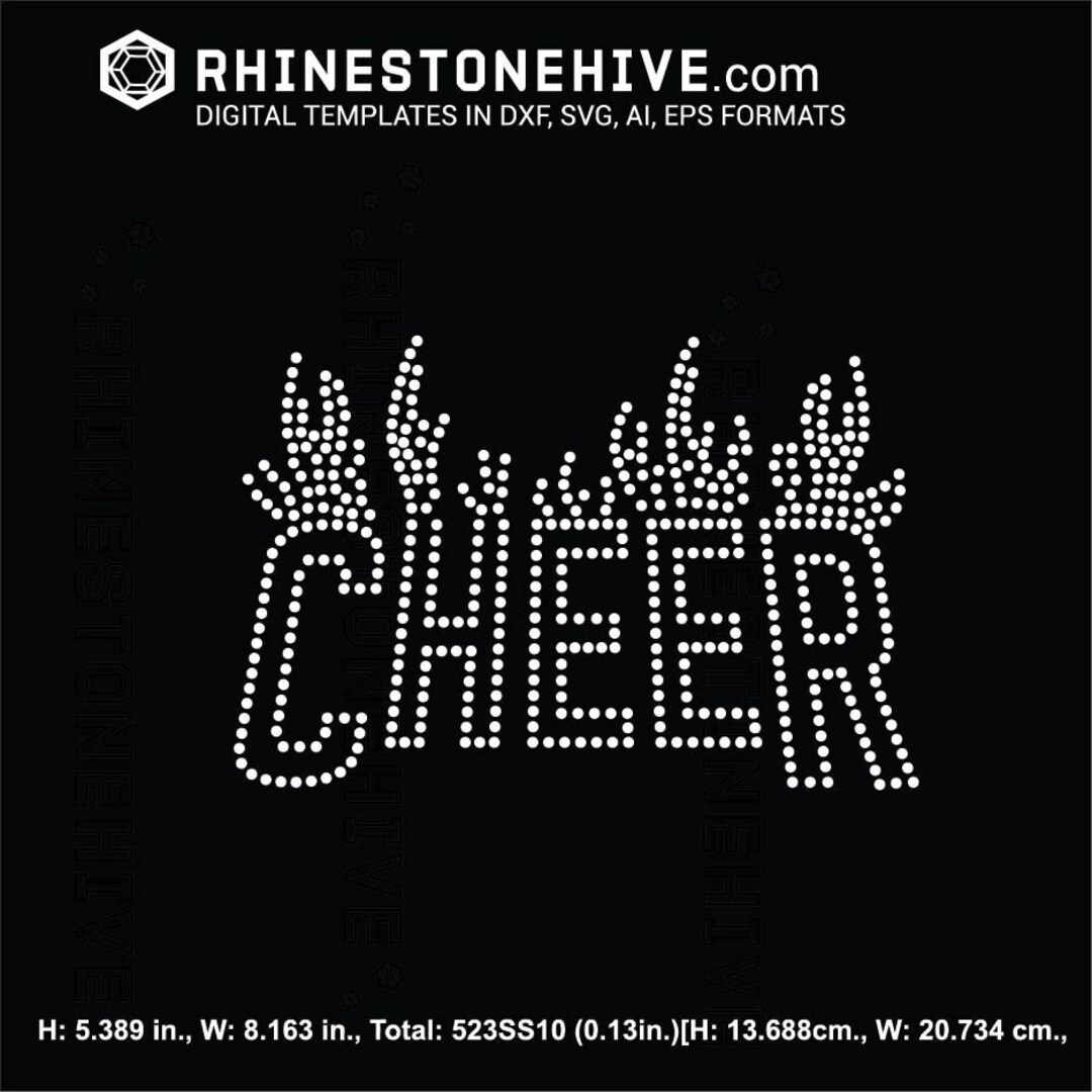 CHEER With Flames Rhinestone Template Digital Download, Svg, Eps, Png ...