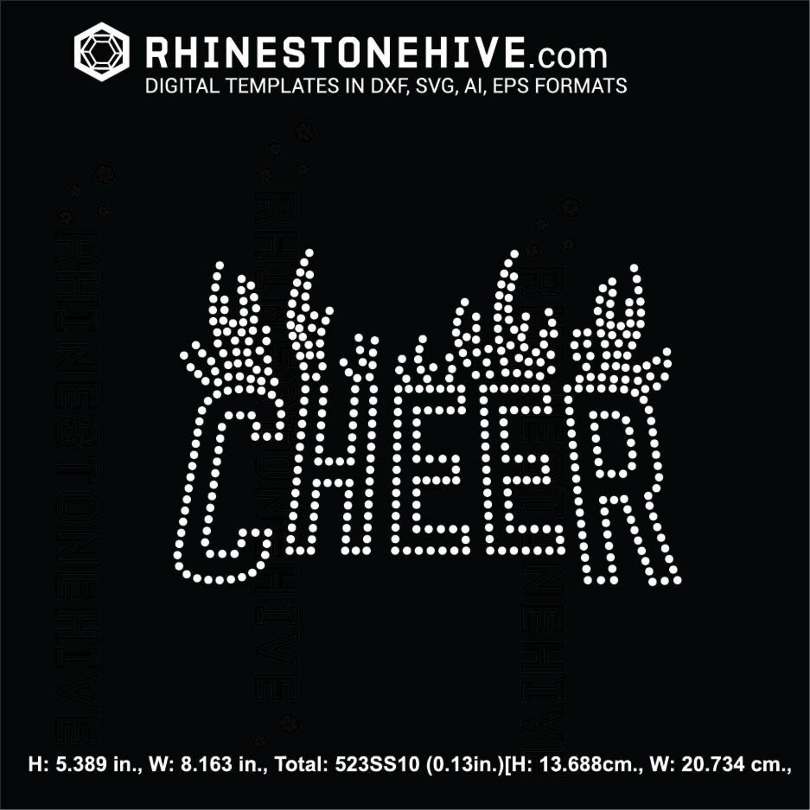 CHEER With Flames Rhinestone Template Digital Download, Svg, Eps, Png ...