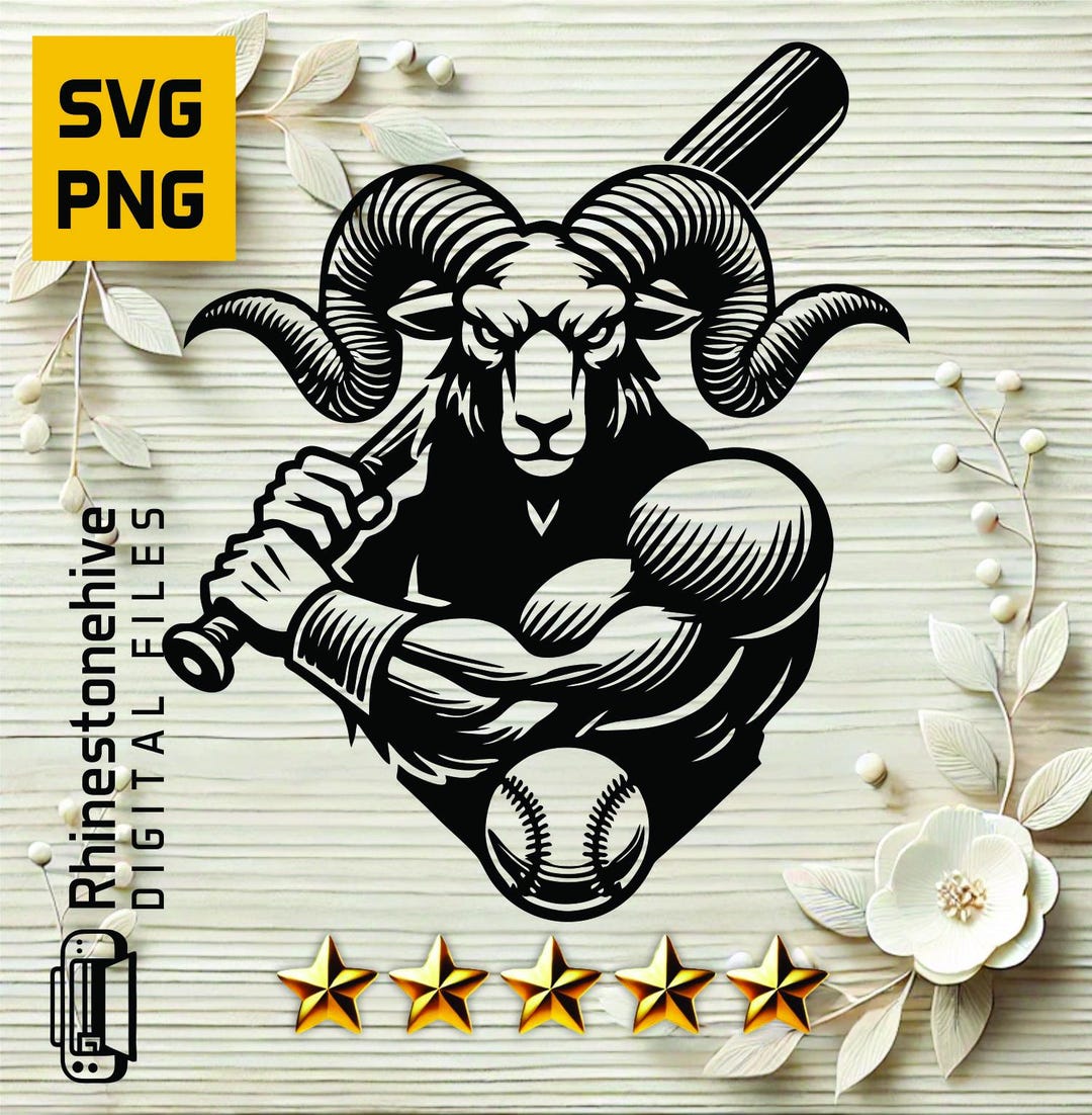 Ram Baseball SVG | Tough Ram Mascot Clipart | Baseball Team Logo Design ...