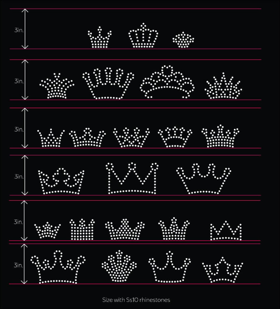 24 Small Crowns Rhinestone Templates Digital Download, Svg, Eps, Png ...