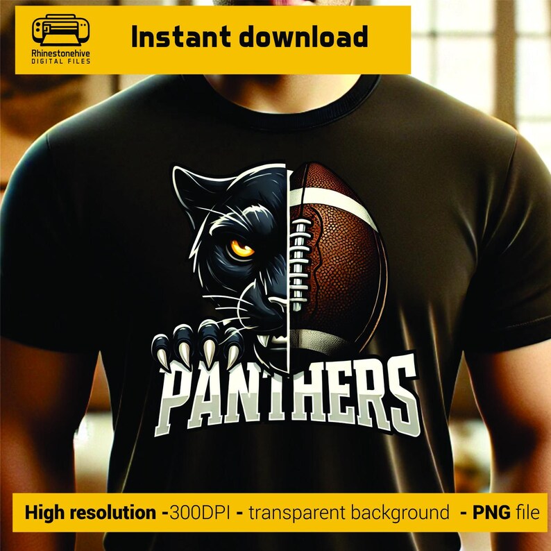Panthers Mascot PNG – Half Panther, Half Football Logo for DTF, DTG ...