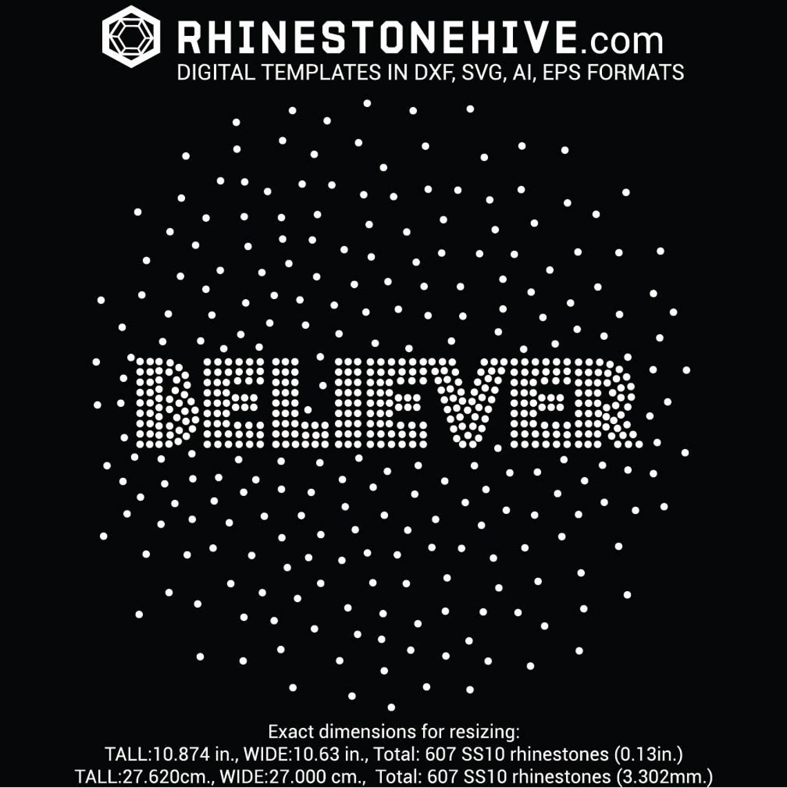 Believer scattered rhinestone template digital download svg | Etsy