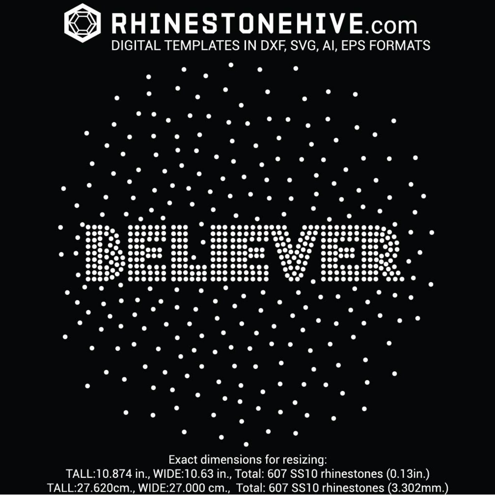 Believer scattered rhinestone template digital download svg | Etsy