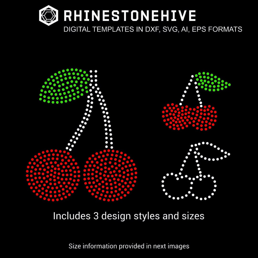 Cherry 3 Designs Rhinestone Template Digital Download, Svg, Eps, Png ...