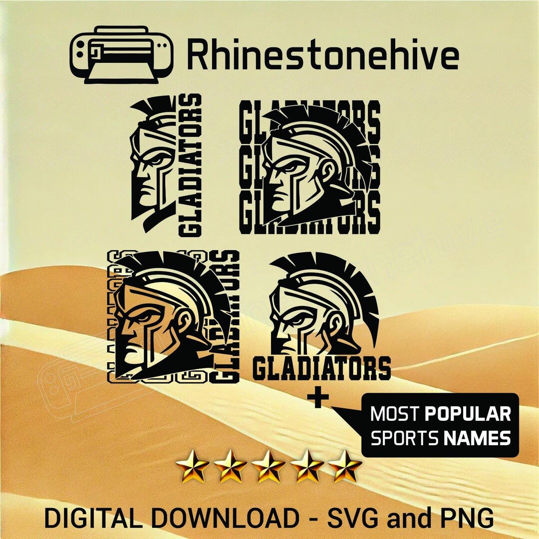 GLADIATORS Typography Logo Pack– Premium Digital Artwork in SVG & PNG 4 ...