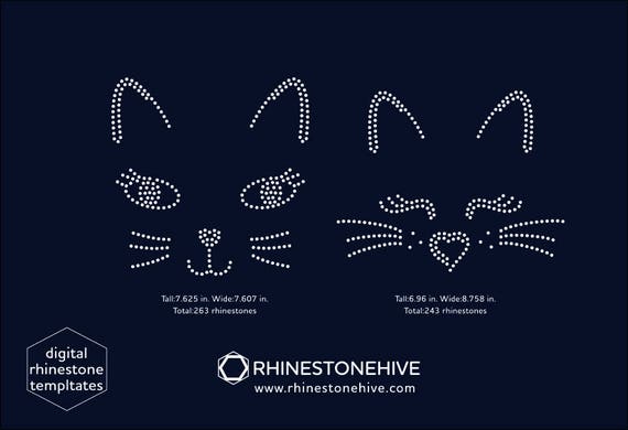 Cat face rhinestone template 2 designs digital download svg | Etsy