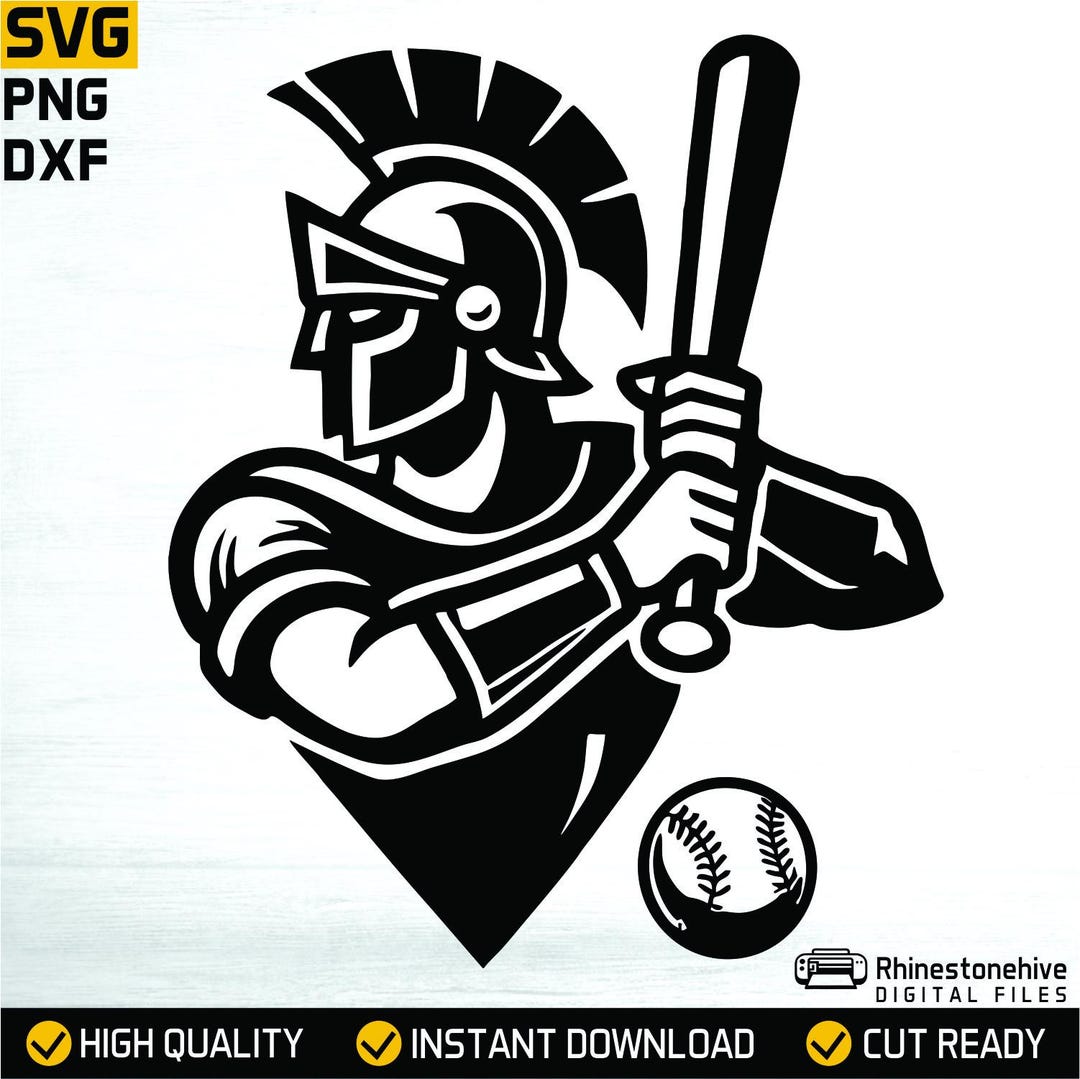 Gladiator Baseball Player SVG | Warrior Mascot Clipart (digital ...