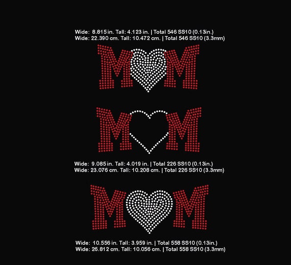 MOM Heart Rhinestone Template Digital Download Svg Eps Png | Etsy
