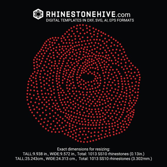 Large Rose Rhinestone Template Rhinestone Digital Download | Etsy