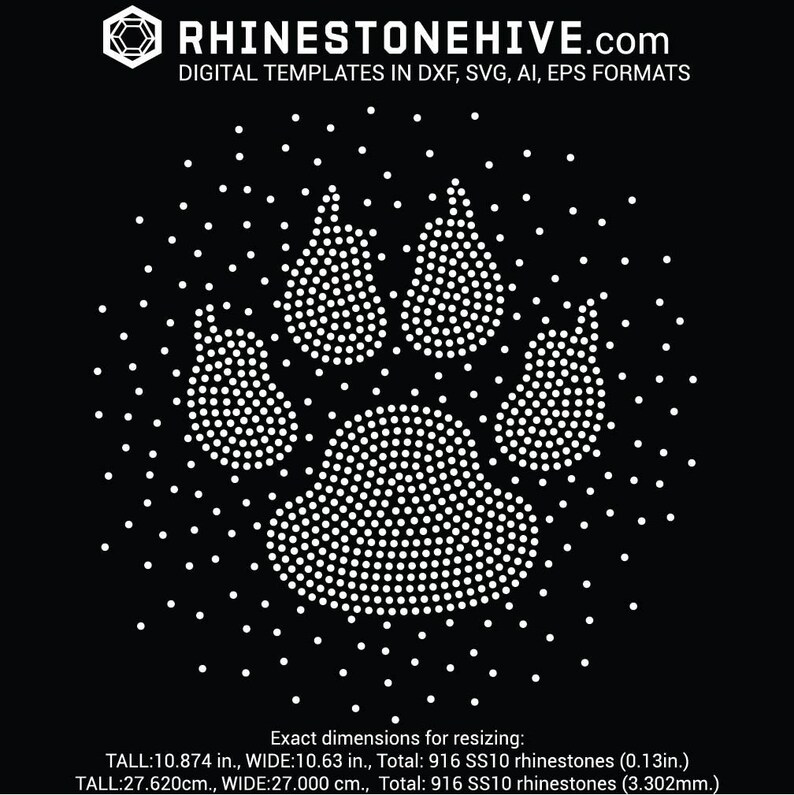 Paw Print Rhinestone SVG – SS10 Bling Template for Shirts, Cricut ...
