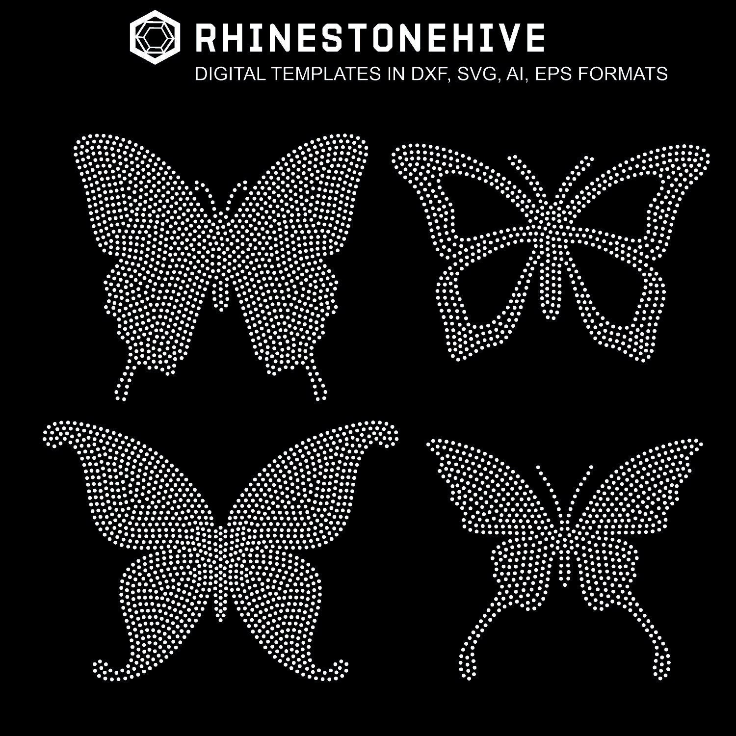 Butterfly Rhinestone Template Digital Download Svg Eps Png - Etsy