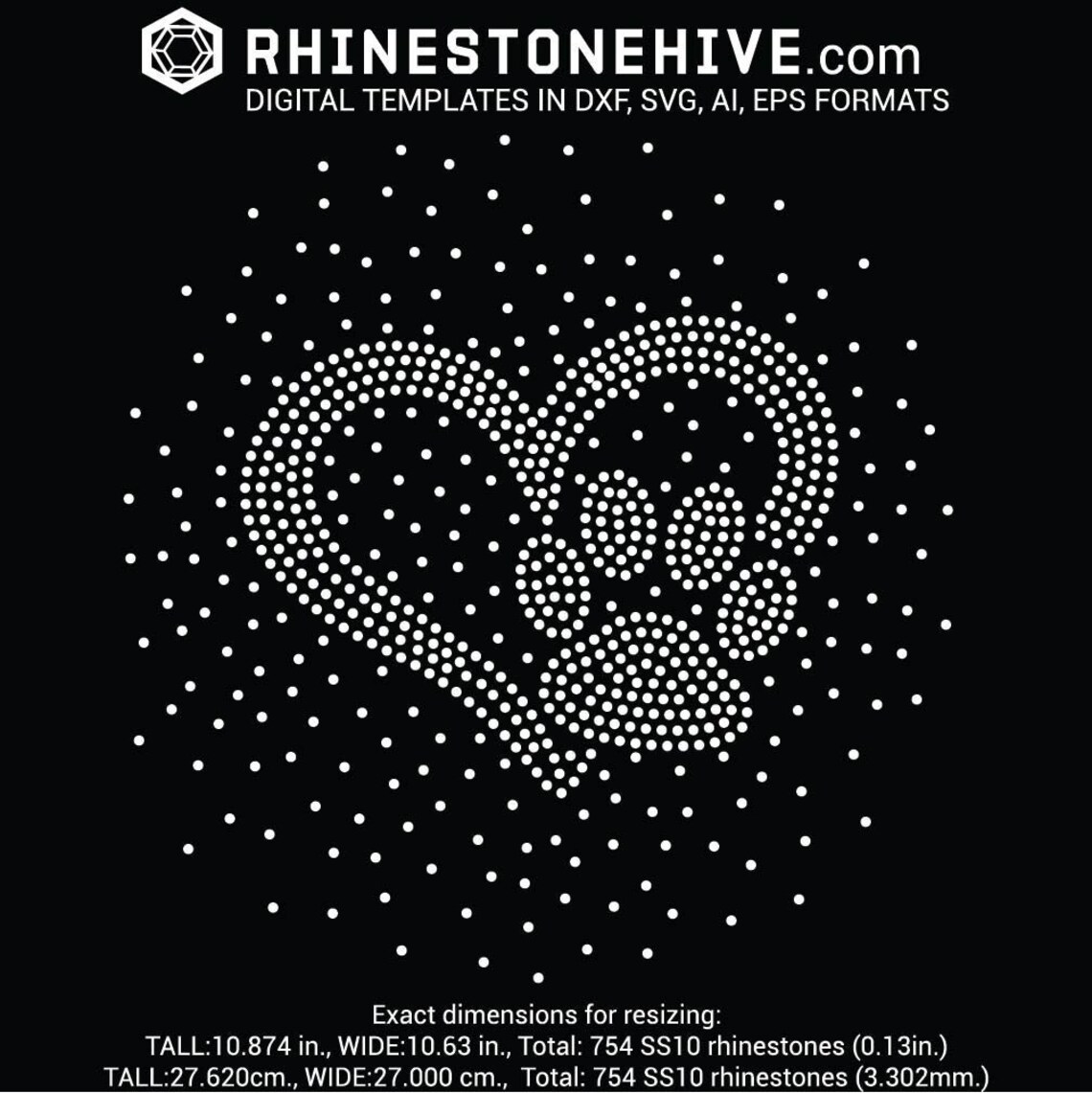 Paw With Heart Scattered Rhinestone Templates Digital - Etsy
