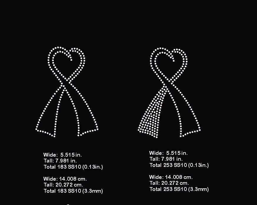 Heart Cancer Ribbon Rhinestone Template Digital Download Svg | Etsy