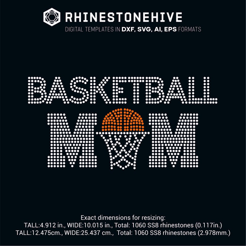 Basketball MOM 3 Sizes Ss6 Ss8 Ss10 Rhinestone Templates - Etsy