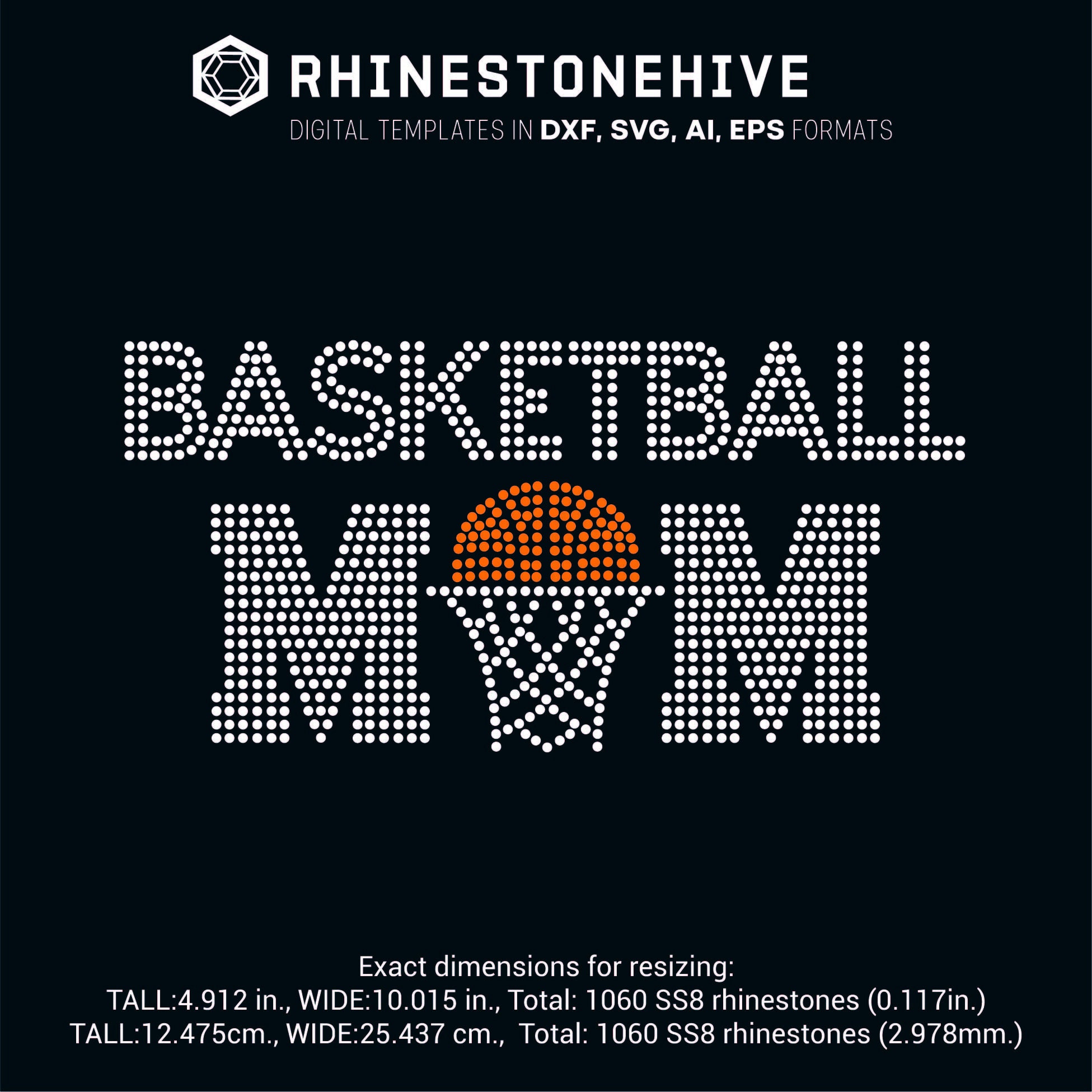 Basketball MOM 3 Sizes Ss6 Ss8 Ss10 Rhinestone Templates - Etsy