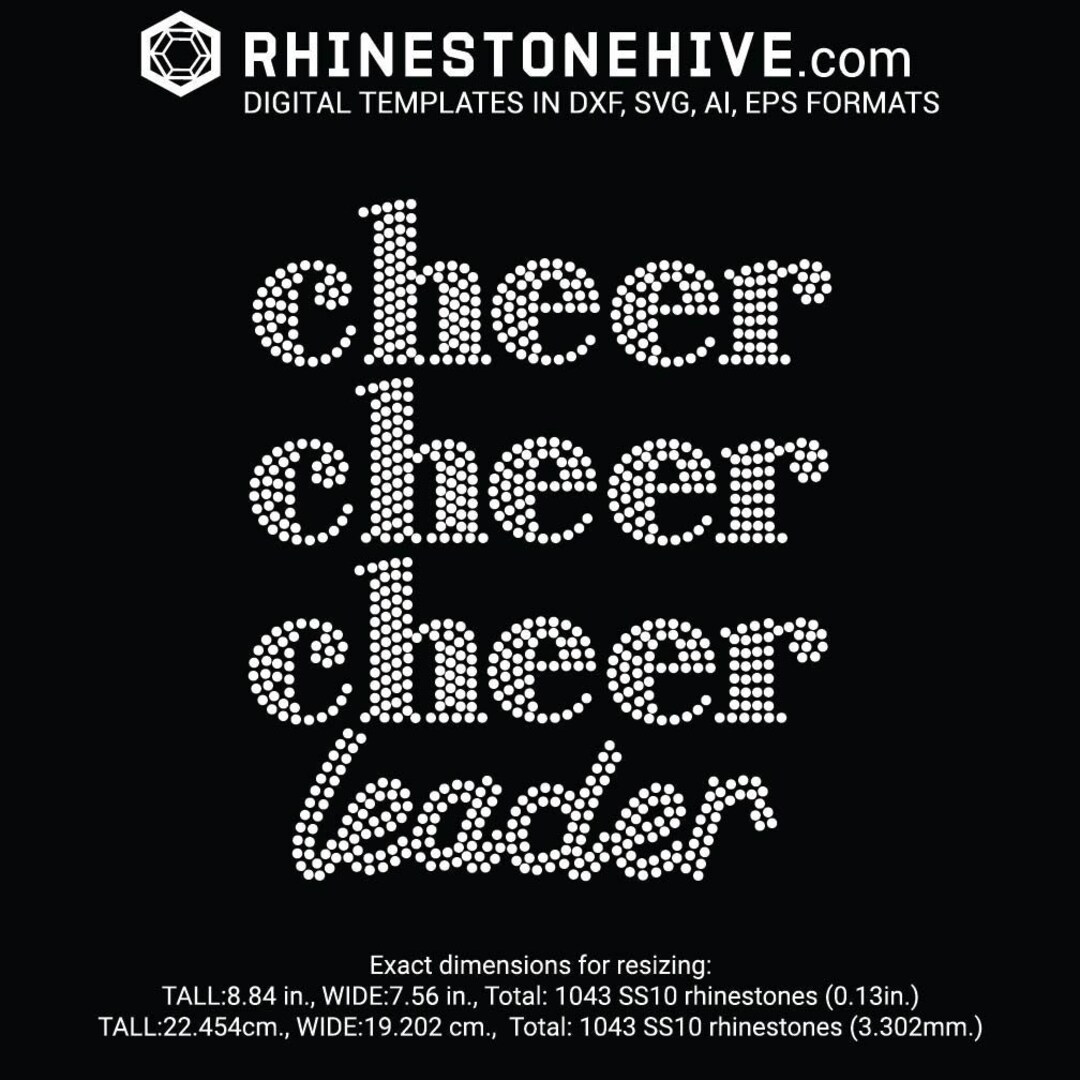 SALE Cheer X3 Leader Rhinestone Template Digital Download, Svg, Eps ...