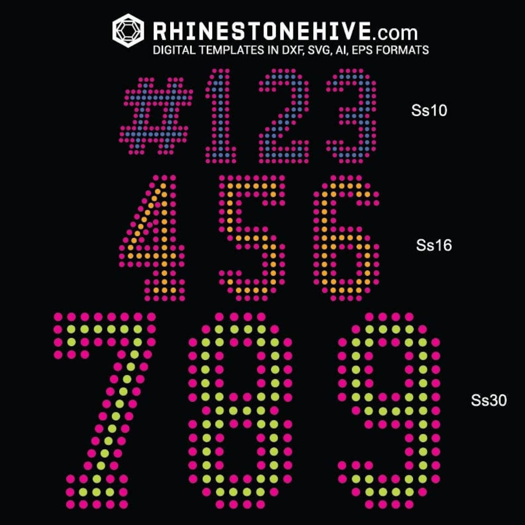 5 SIZES Digits, Numbers 0-9 2 COLOR Ss6 Ss8 Ss10 Ss16 Ss30 Size ...