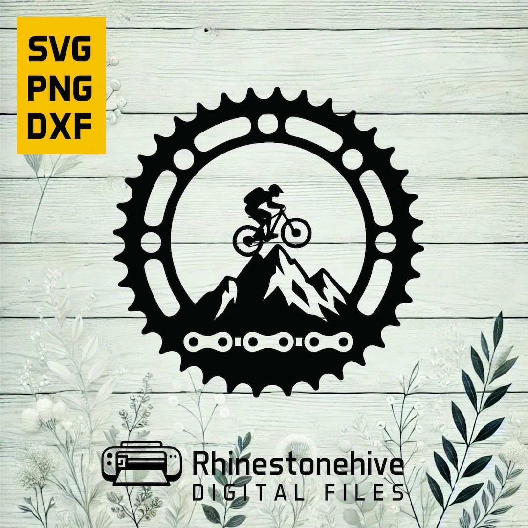 Mountain Biking Gear SVG PNG DXF | Cyclist Chainring Logo Clipart ...