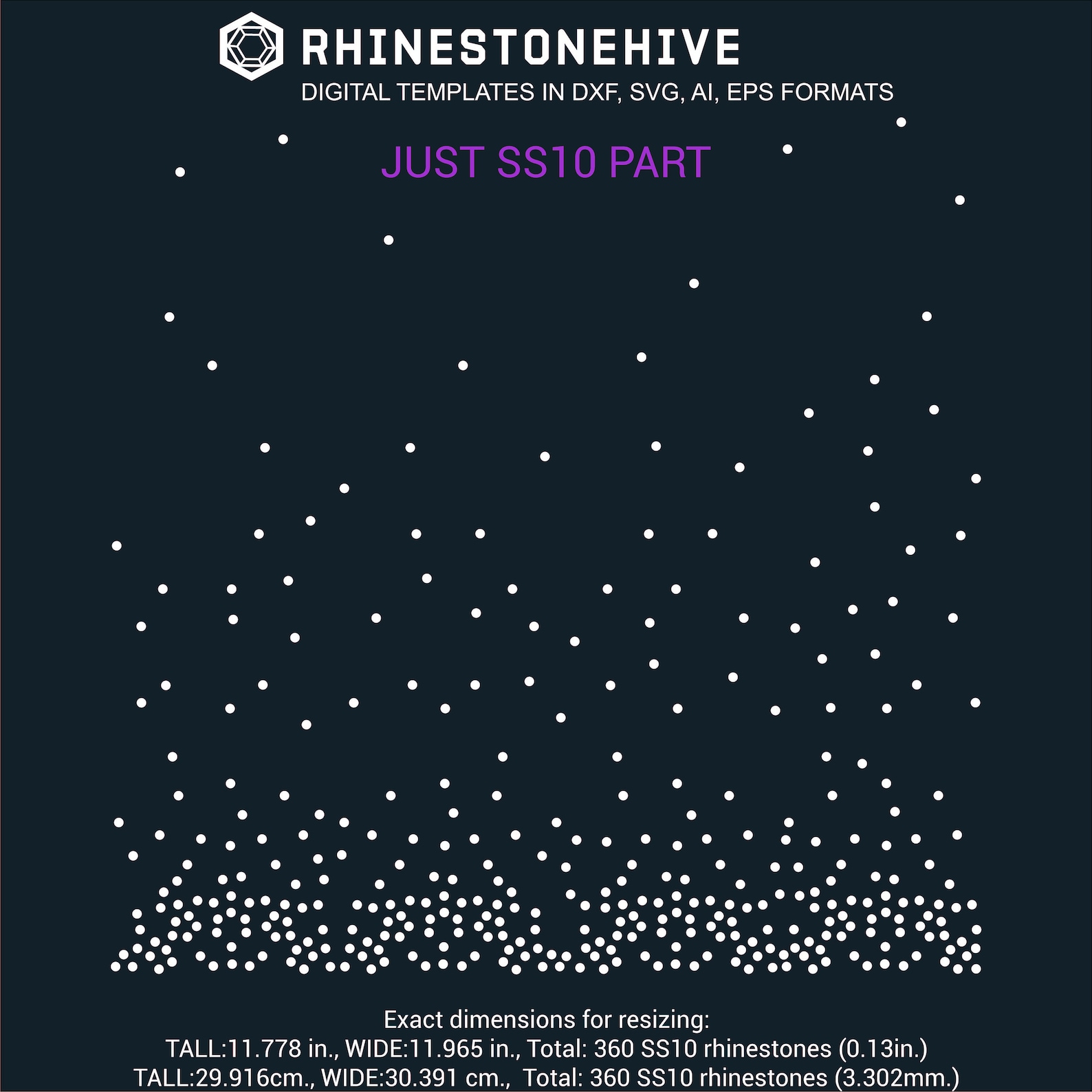 12in. Scattered Pattern 1 With Ss10 and Ss16 Rhinestone Template ...