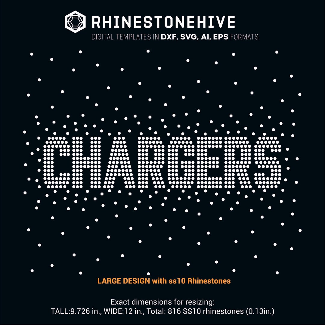 Chargers Rhinestone Template: Gradient Fill Design (SVG, PNG, DXF) - Etsy