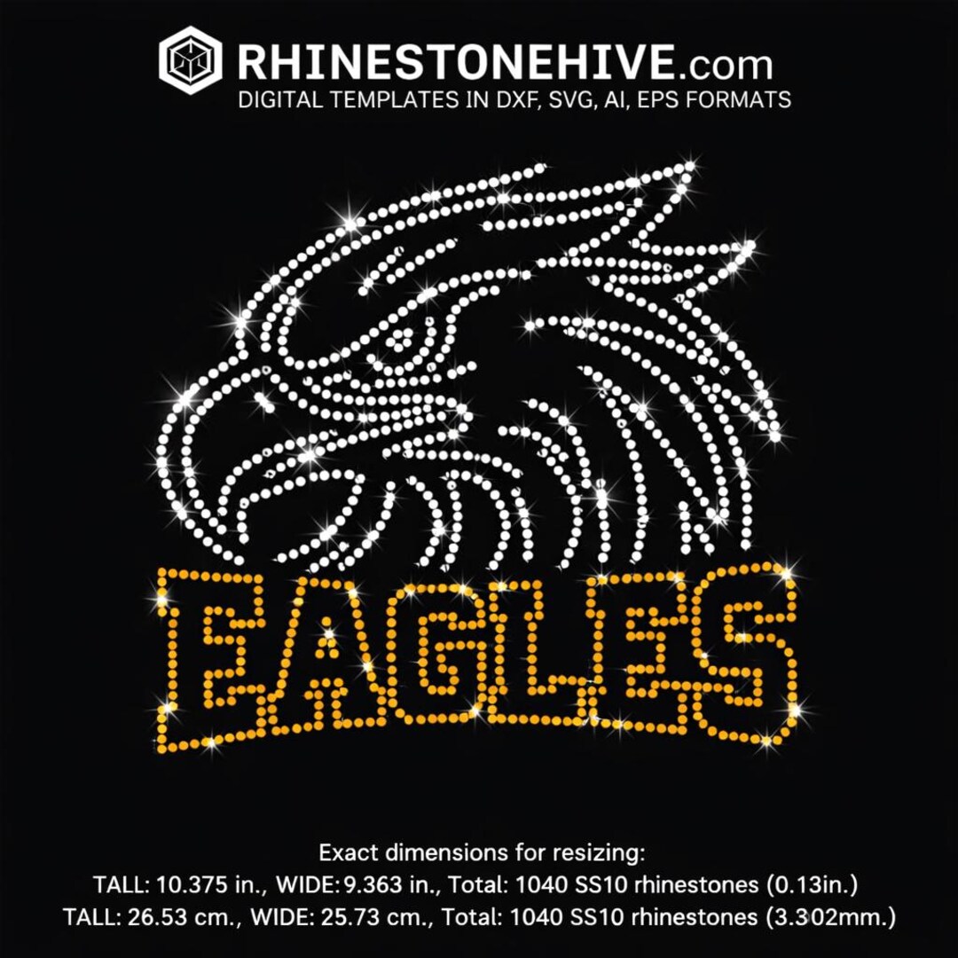 Eagles Rhinestone Template SVG | Two-color Mascot Bling (digital ...