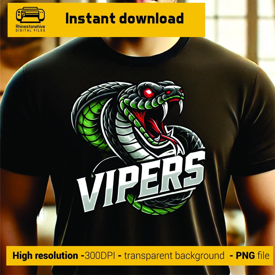 Vipers Mascot PNG – Venomous Snake Logo for DTF, DTG, Sublimation ...