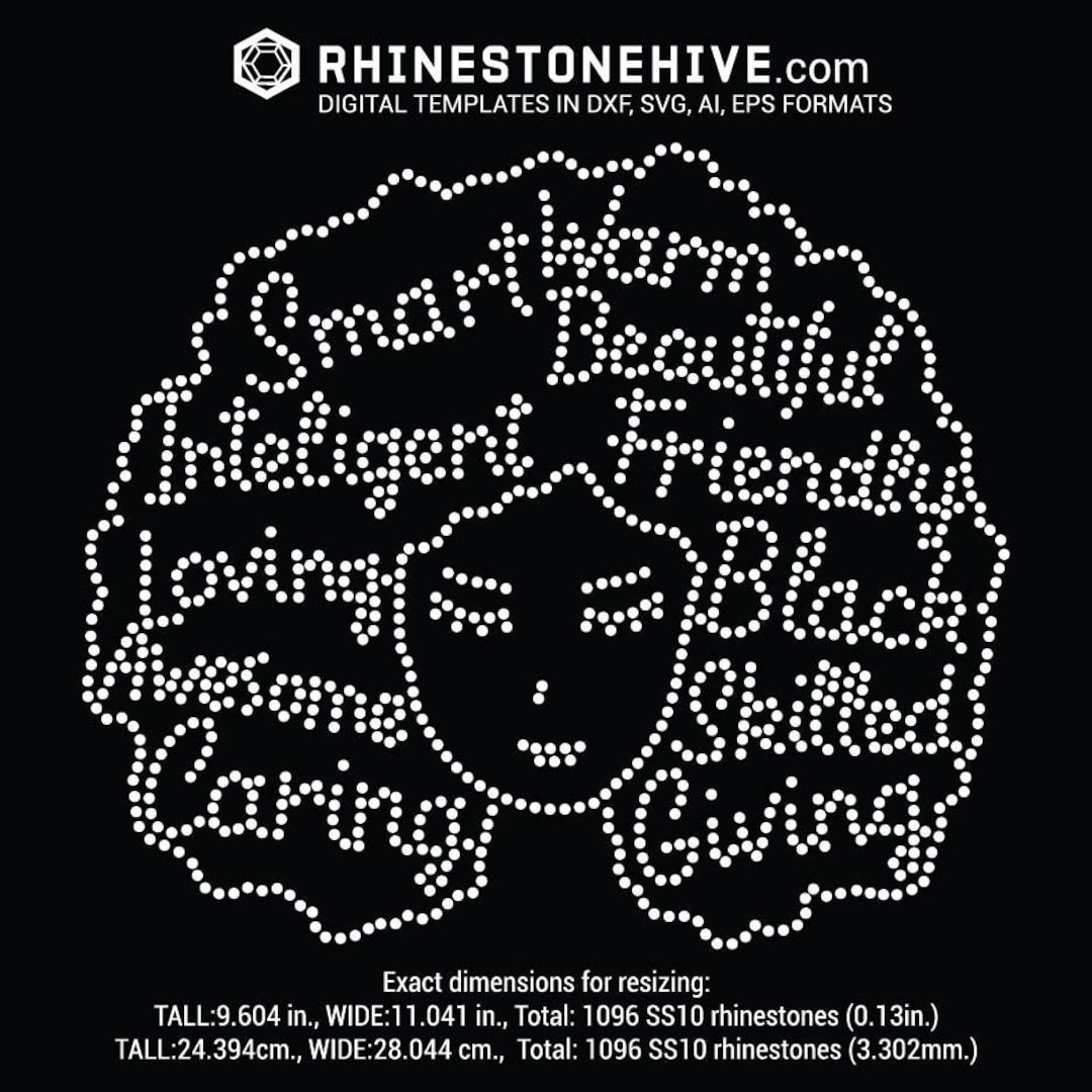 Afro Lady Diva Face With Words Rhinestone Template Digital Download ...