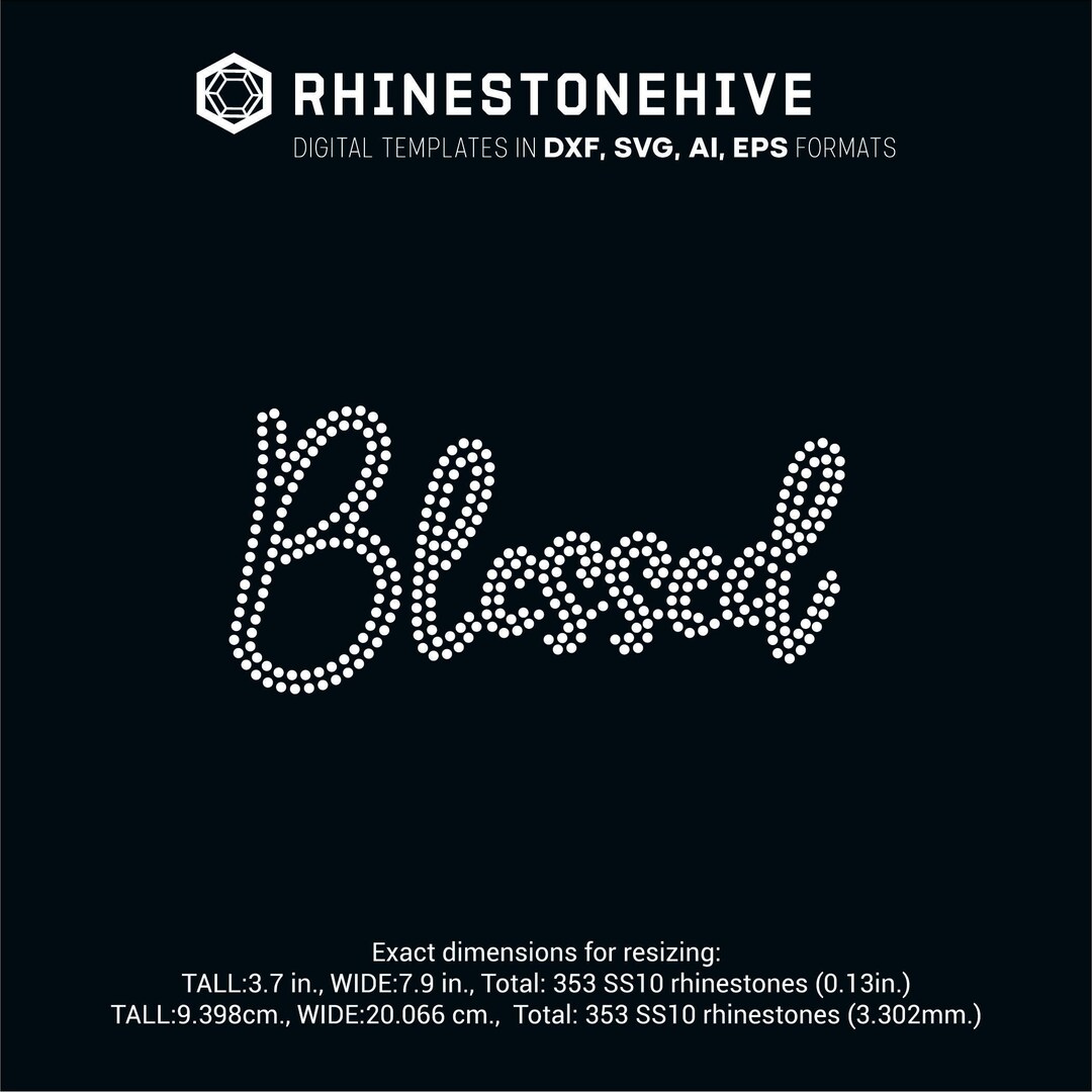 Blessed Rhinestone Template Digital Download, Svg, Eps, Png, Dxf ...