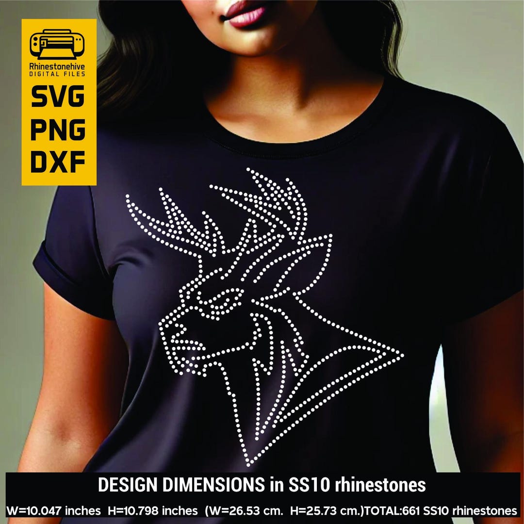 Buck Deer Rhinestone Template SVG | SS10 Deer Head Bling Design ...